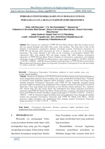 PERBAIKAN POSTUR KERJA KARYAWAN DI BAGIAN GUDANG PERUSAHAAN GULA DENGAN PARTICIPATORY ERGONOMICS ...